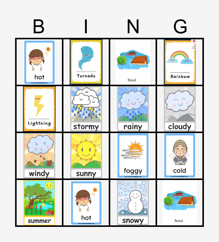 Weather Bingo Card