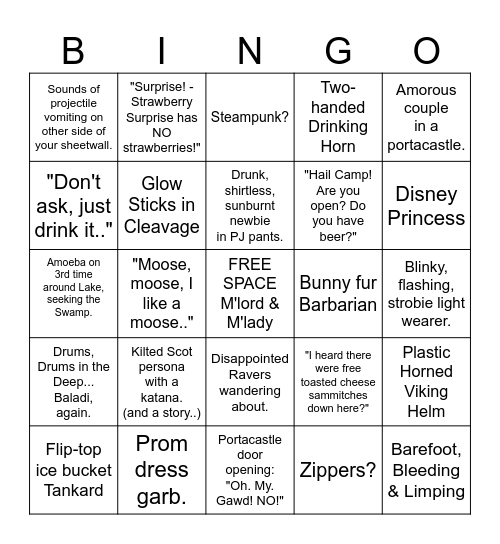 Pennsic Bingo Card