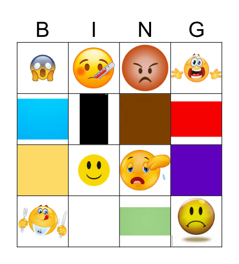 Emociones y colores Bingo Card