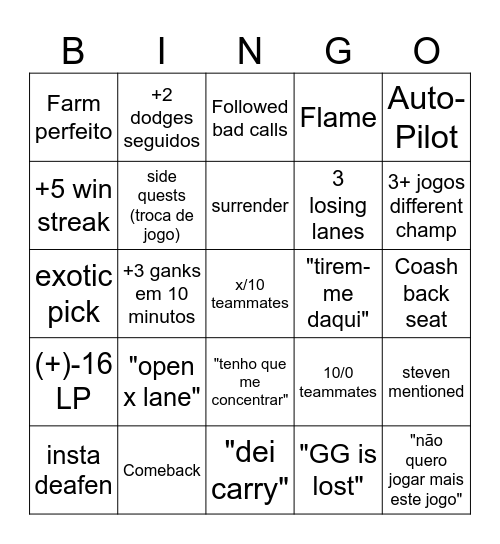 Ean Solo Queue Bingo Card