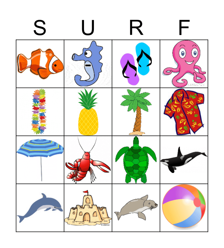 "Surf" Bingo! Bingo Card
