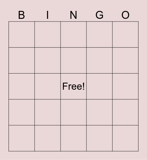 Let's play Bingo! Bingo Card