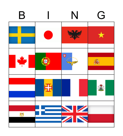 Flag Bingo Card