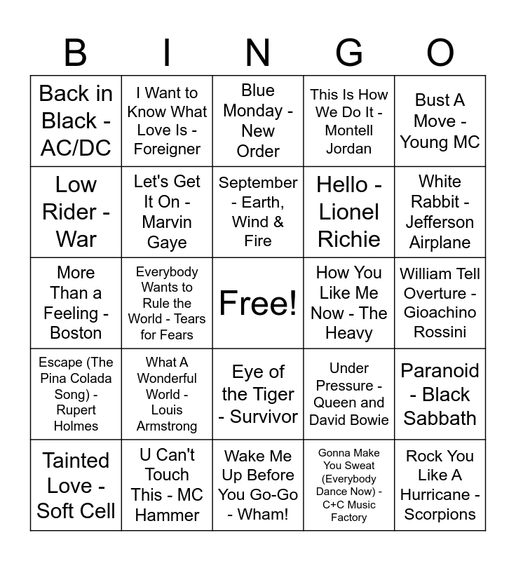 I've Heard That Song Before (Movie Edition) Bingo Card