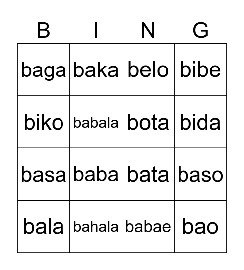 Letrang Bb Bingo Card