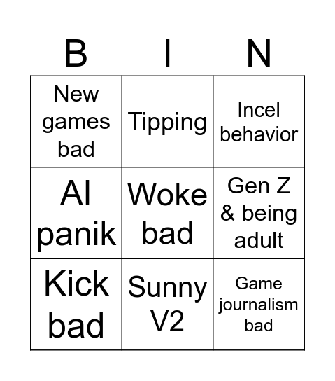 Asmon reacts Bingo Card