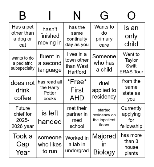 Welcome! Bingo Card