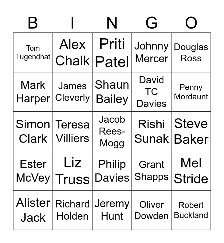 Tory Toss Out 2024 Bingo Card