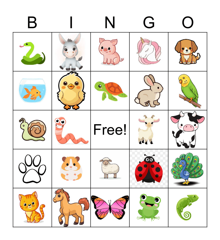 Pet Bingo Card