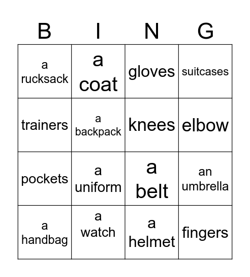 FFF- Unit 2 Bingo Card