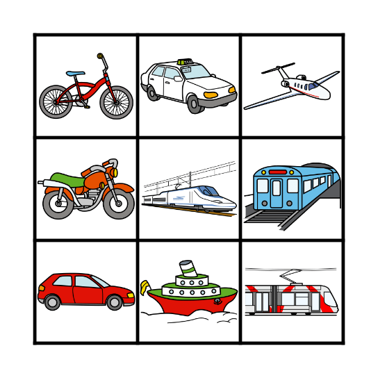 LES MOYENS DE TRANSPORT Bingo Card