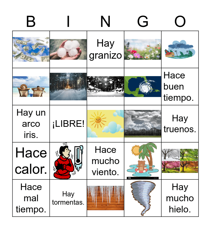 ¿QUÉ TIEMPO HACE? Y 4 ESTACIONES Bingo Card