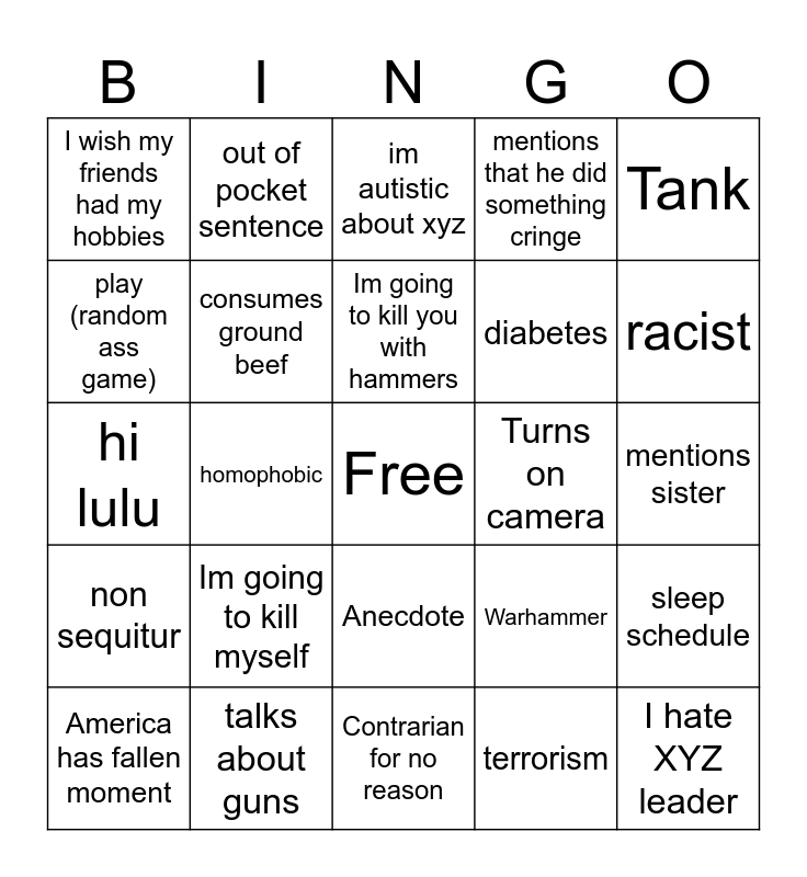 Michael Bimgo hi Bingo Card