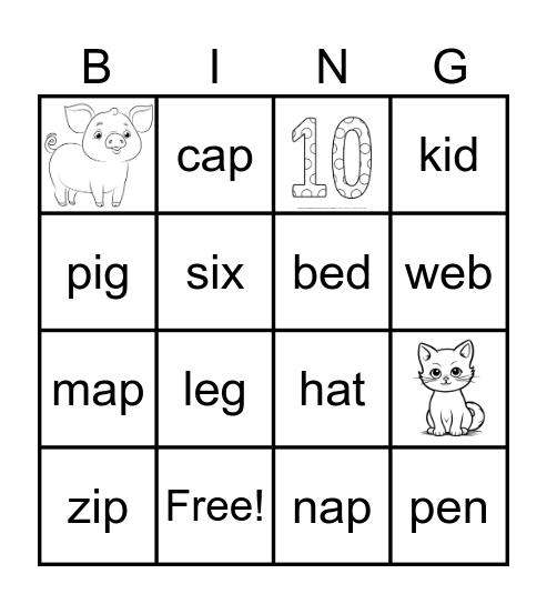 CVC words Bingo! Bingo Card