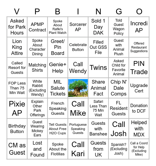 VP BINGO Card
