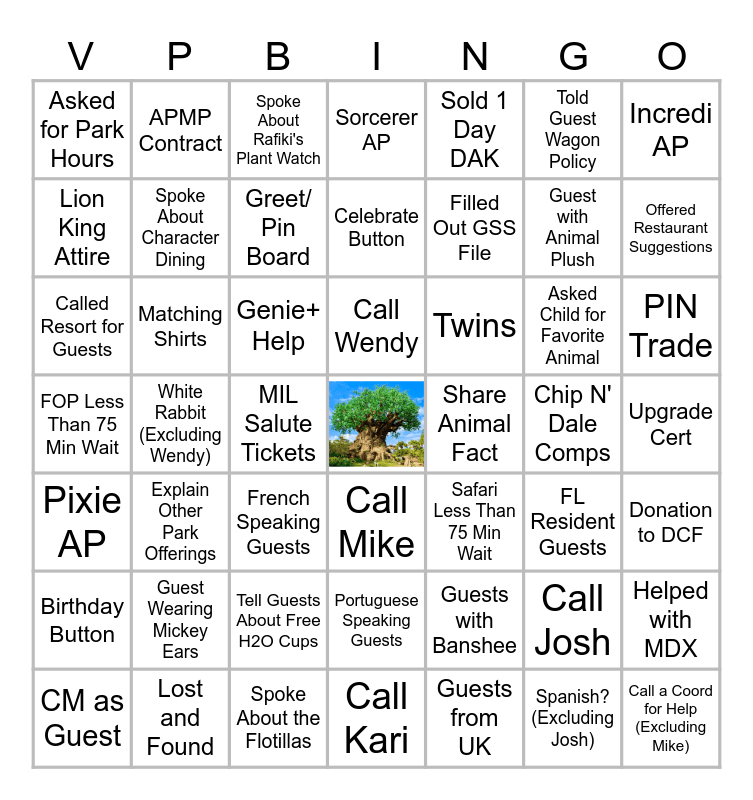 VP BINGO Card