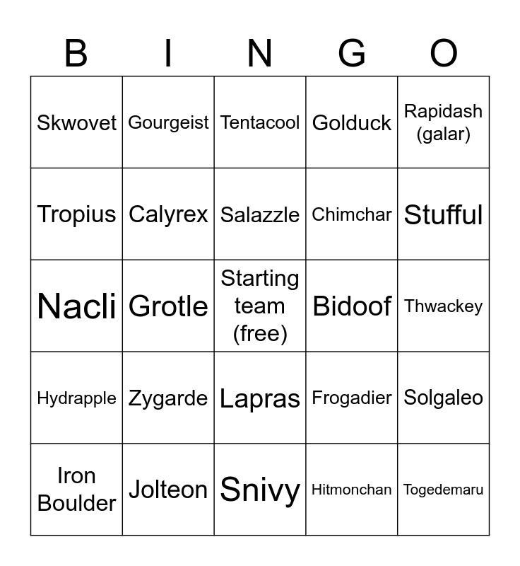 Pokerogue Bingo Card