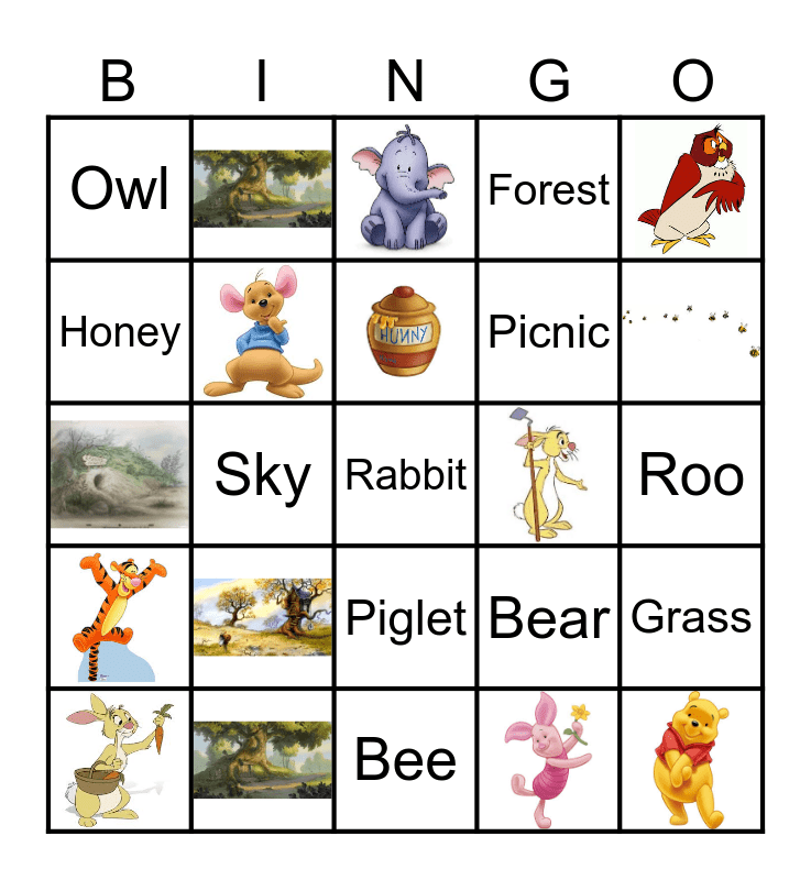 Winnie the Pooh Bingo Card