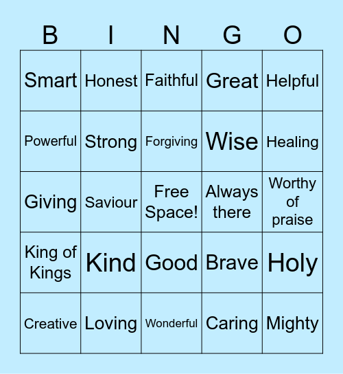 "God is" Bingo Card