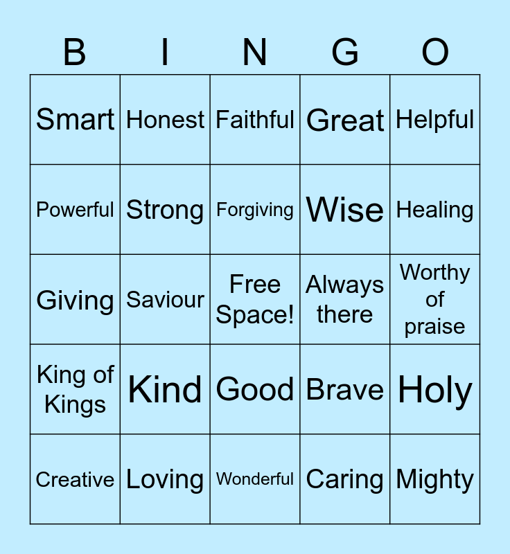 "God is" Bingo Card
