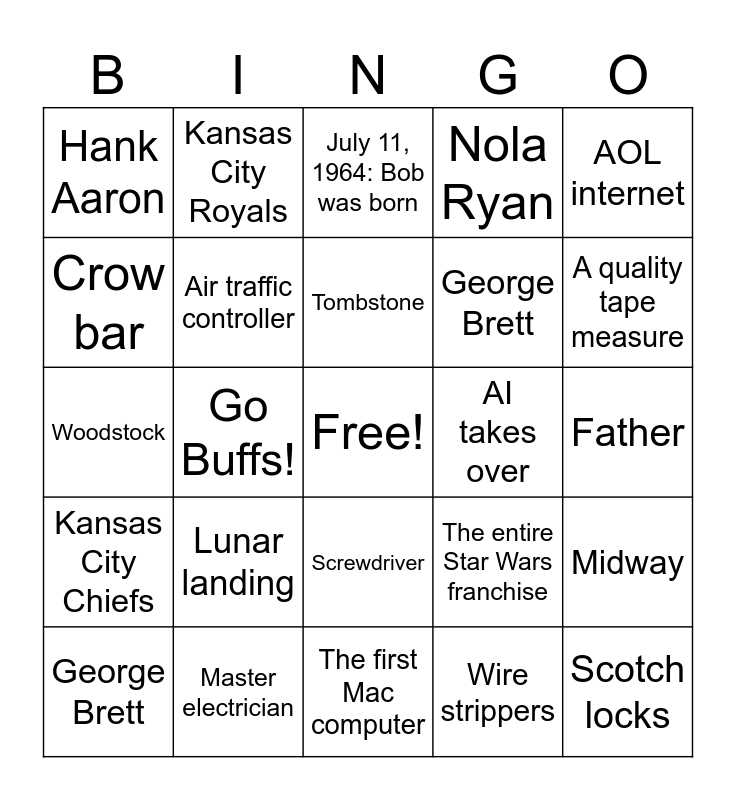 Bob Bingo Card