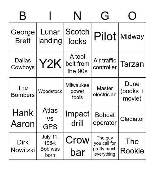 Bob Bingo Card