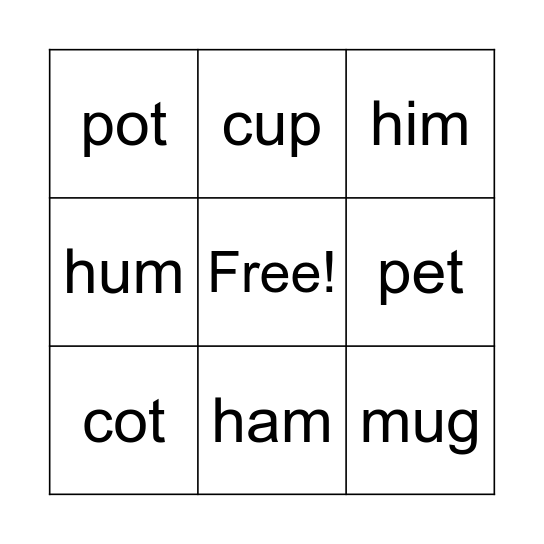 Group 3 Bingo Card