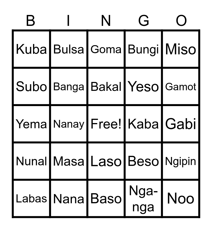 MARUNGKO BINGO Card