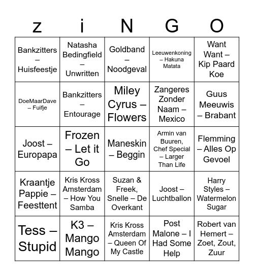 ZOKA 2024 JONGUH! Bingo Card