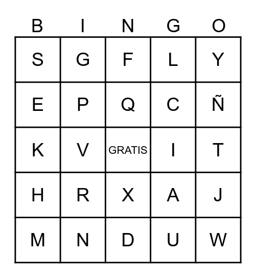 EL ABECEDARIO Bingo Card