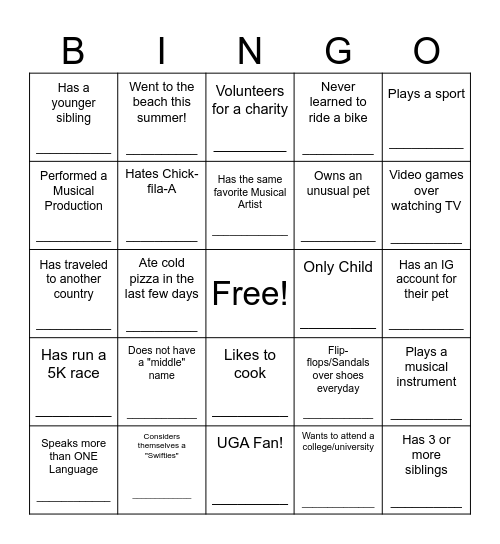 KRCS Freshman Orientation Bingo Card