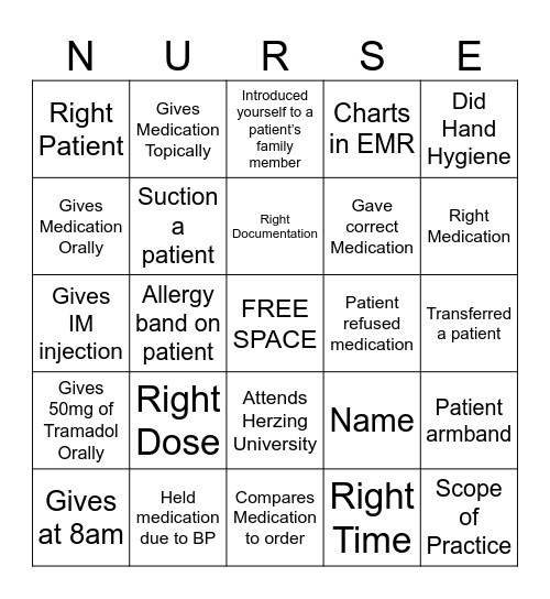 NURSING BINGO Card