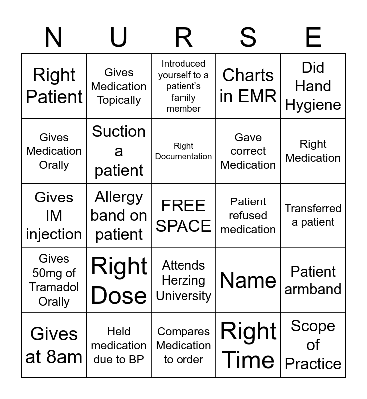 NURSING BINGO Card