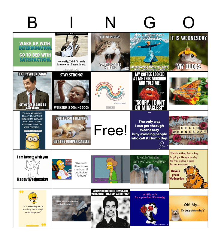 Wednesday Mood! Bingo Card