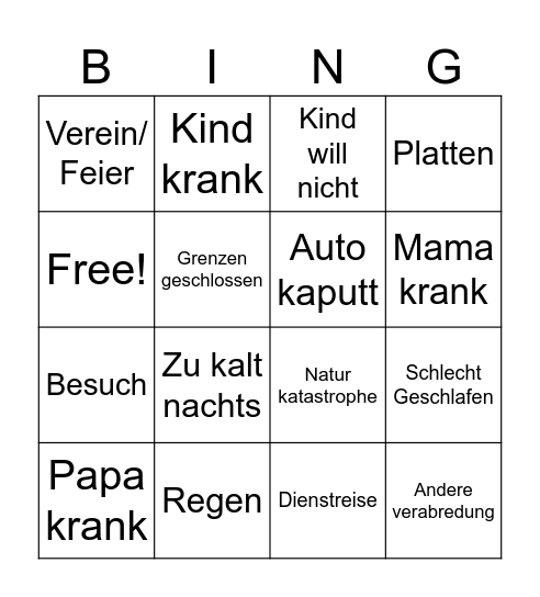 Camper Bingo Card