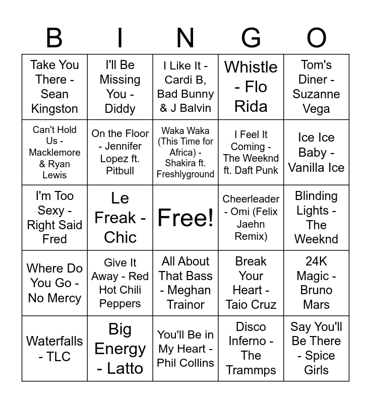 Music Bingo Round #4 Bingo Card