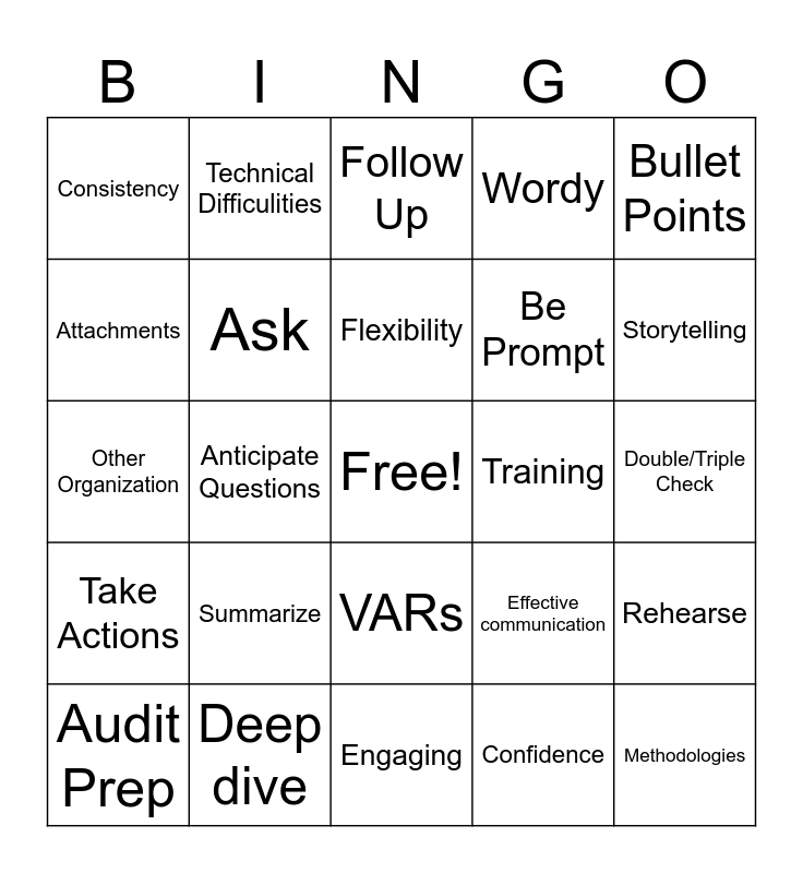Presentation BINGO Card