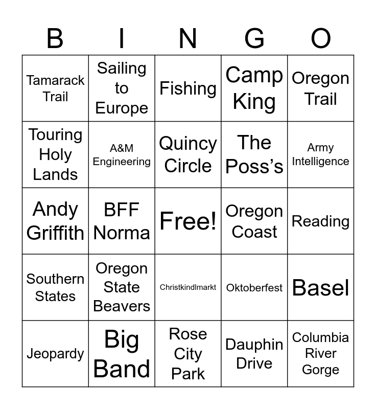 BaJingo Bingo Card
