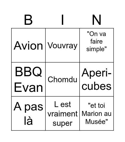 Les classicos de Mic Bingo Card