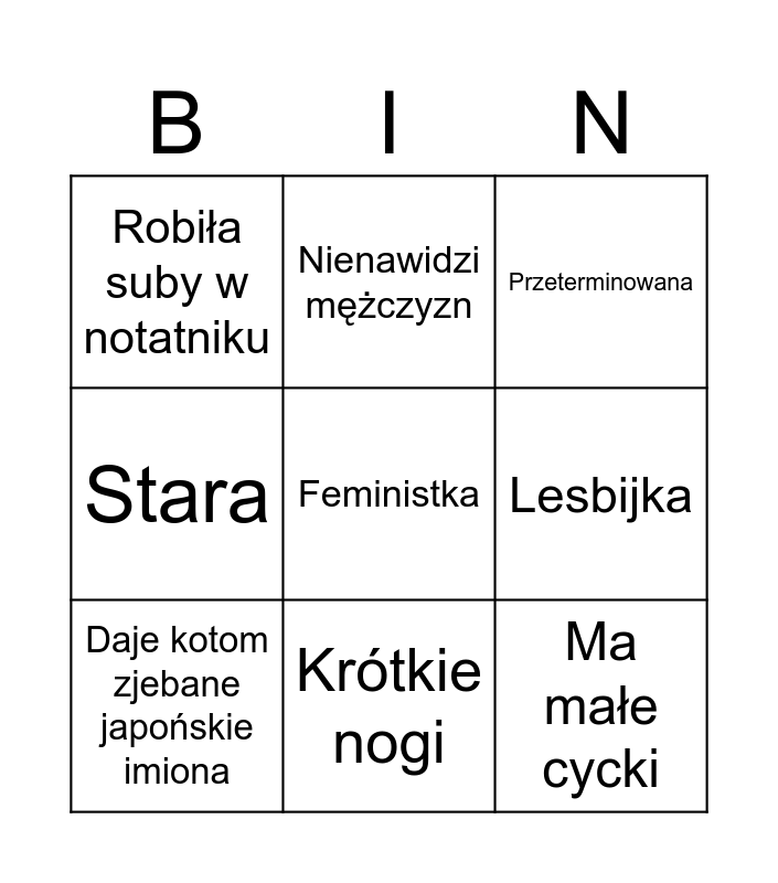 Kociara Bingo Card