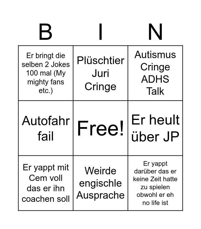 EXE Bingo Card