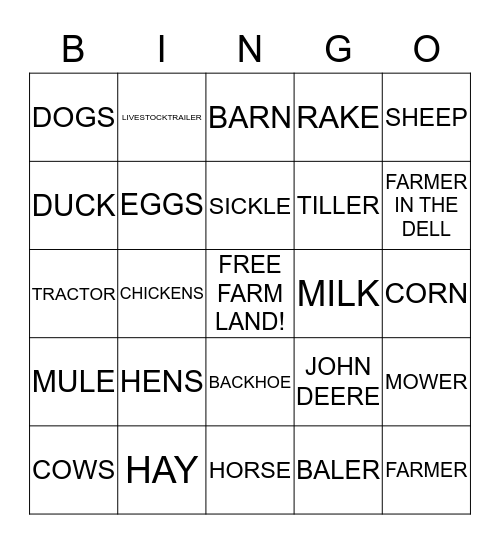 FARM BINGO Card