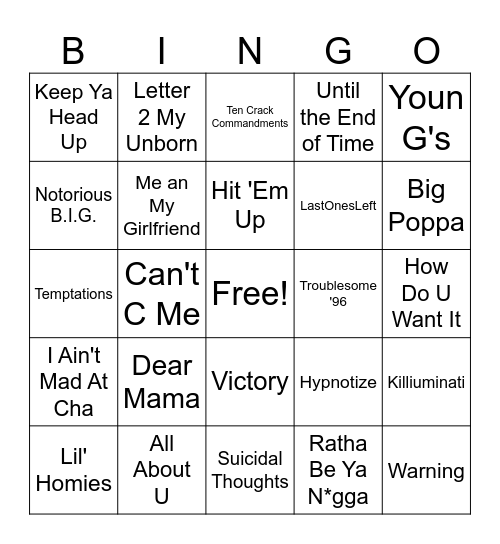 2pac vs Biggie Mix #1 Bingo Card
