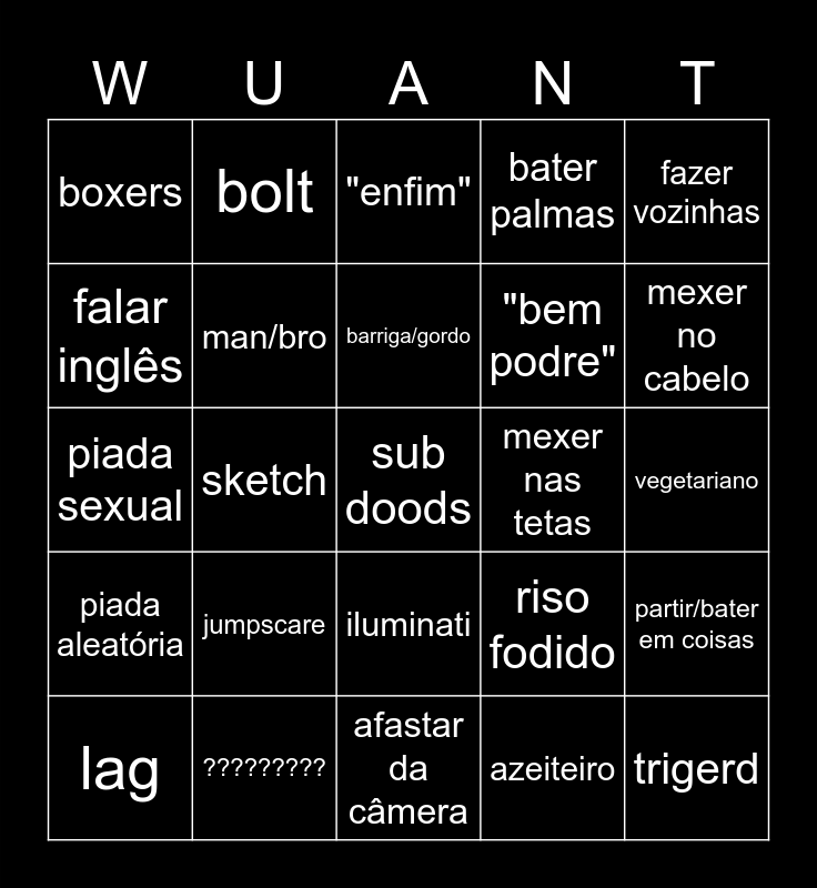 wuant bingo Card