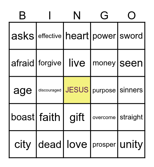 MBC Vacation Bible School (word up) Bingo Card