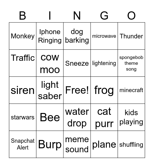 Sound Bingo Card