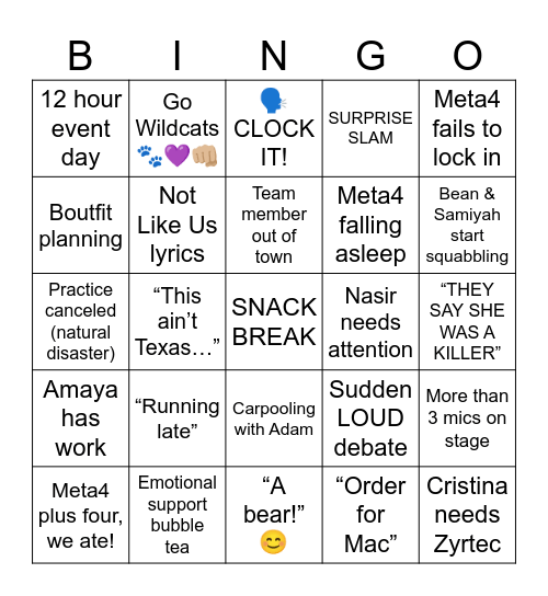 Meta4 Bingo Card