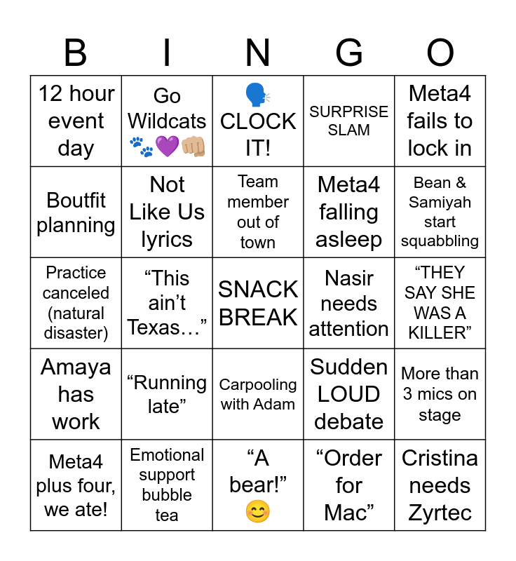 Meta4 Bingo Card