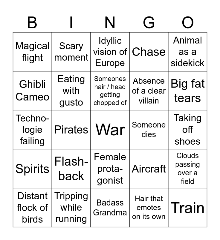Studio-Ghibli BINGO Card