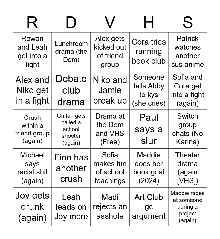 Bingo School Year (2024-2025) Bingo Card